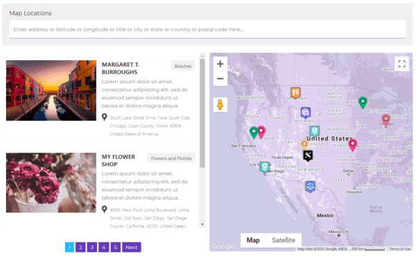 Display Google Maps and Listing on Design - WP Maps Pro